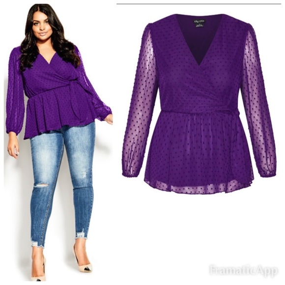 City Chic | Tops | Nwt City Chic Wild Dobby Top Petunia | Poshmark